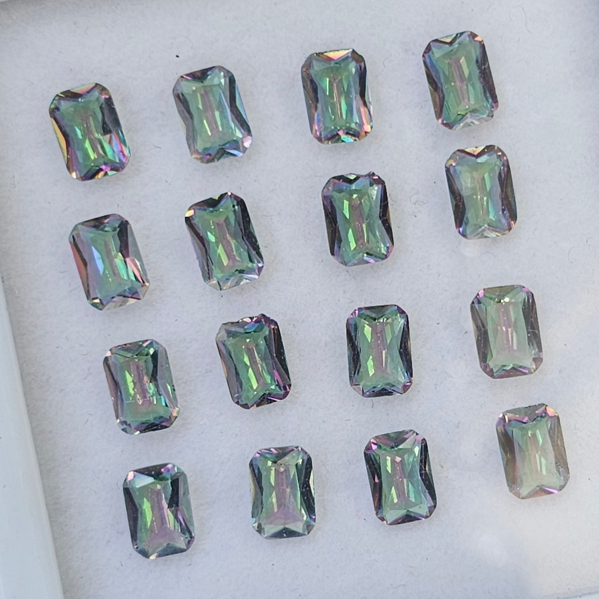 16 Pieces Natural Mystic Faceted Gemstones Rectangle Shape I Size ...