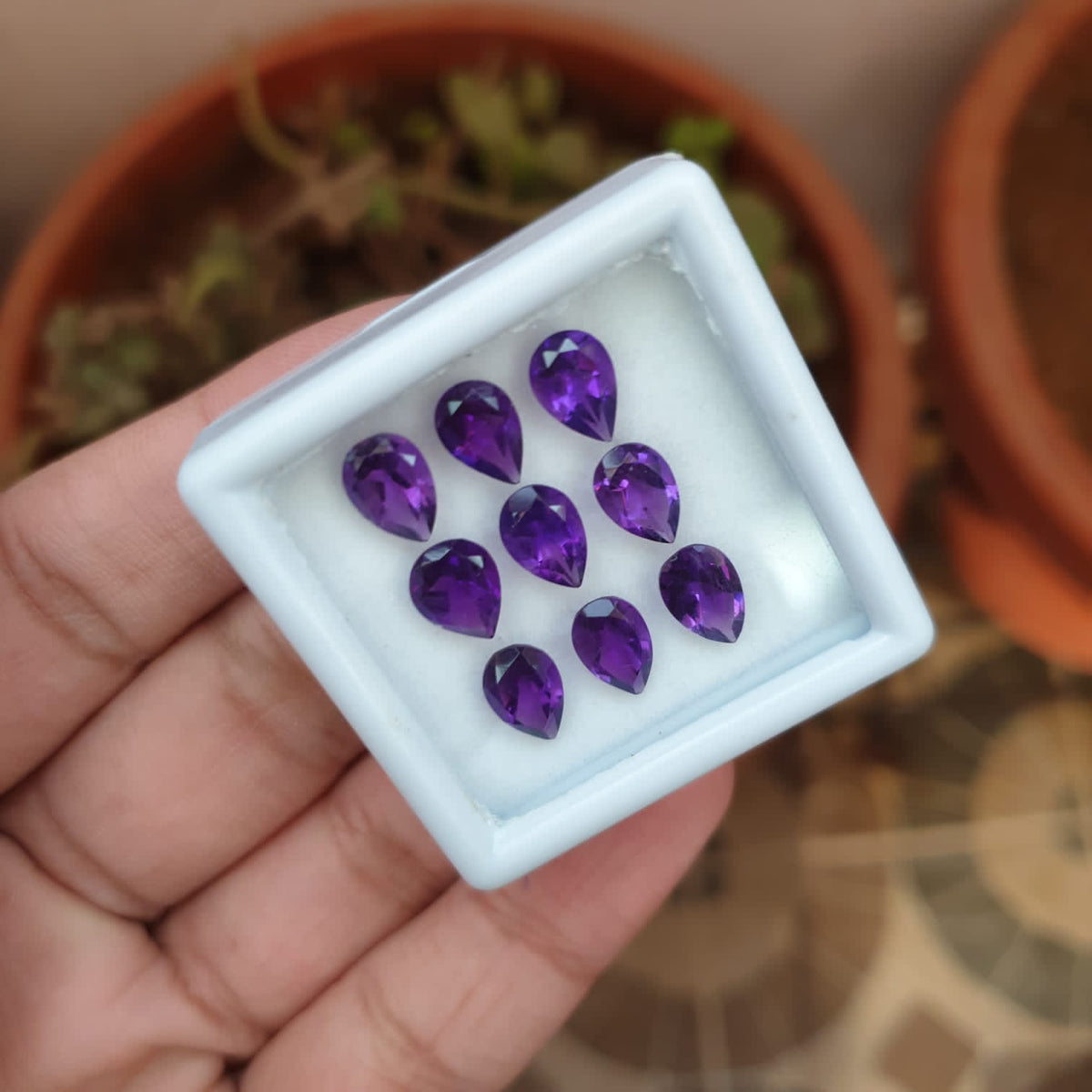 10 Pcs Natural Amethyst Faceted Gemstones | Pear Shape, Sizes: 9x6mm ...