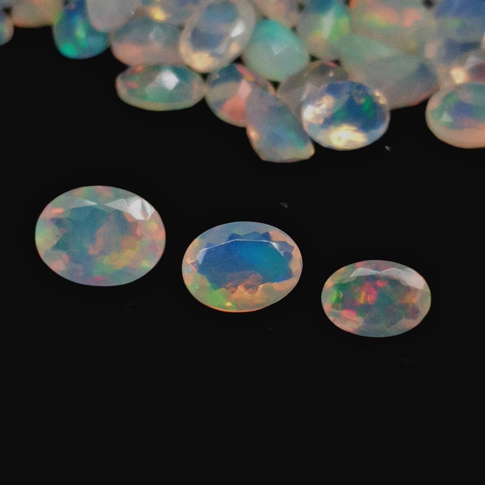 12 Pcs Faceted Fire Opals 6x4mm Ovals | Great Fire . – The LabradoriteKing