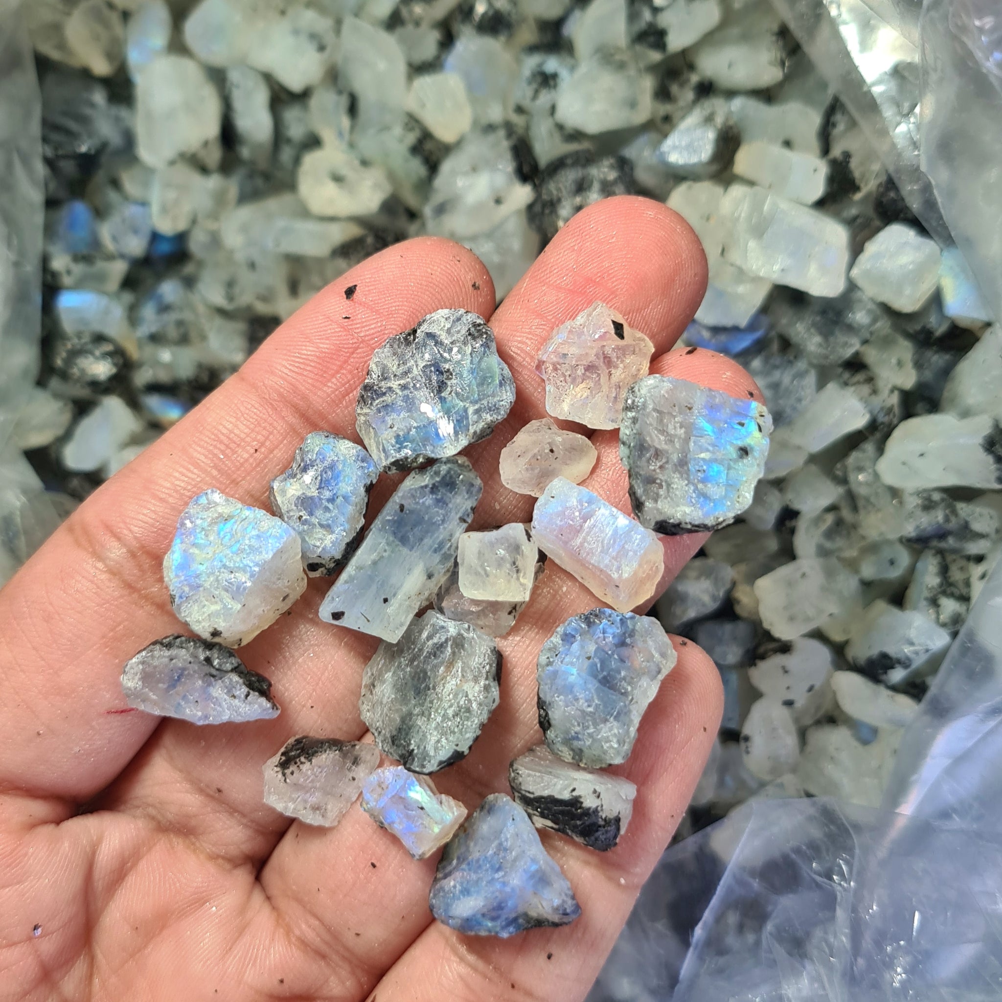 100 Pcs of High Quality Rainbow Moonstone Rough Roughs – The ...